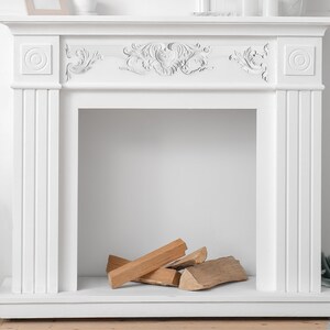 Baroque-style Wood Carved Applique, Unpainted Wooden Onlay, Fireplace ...