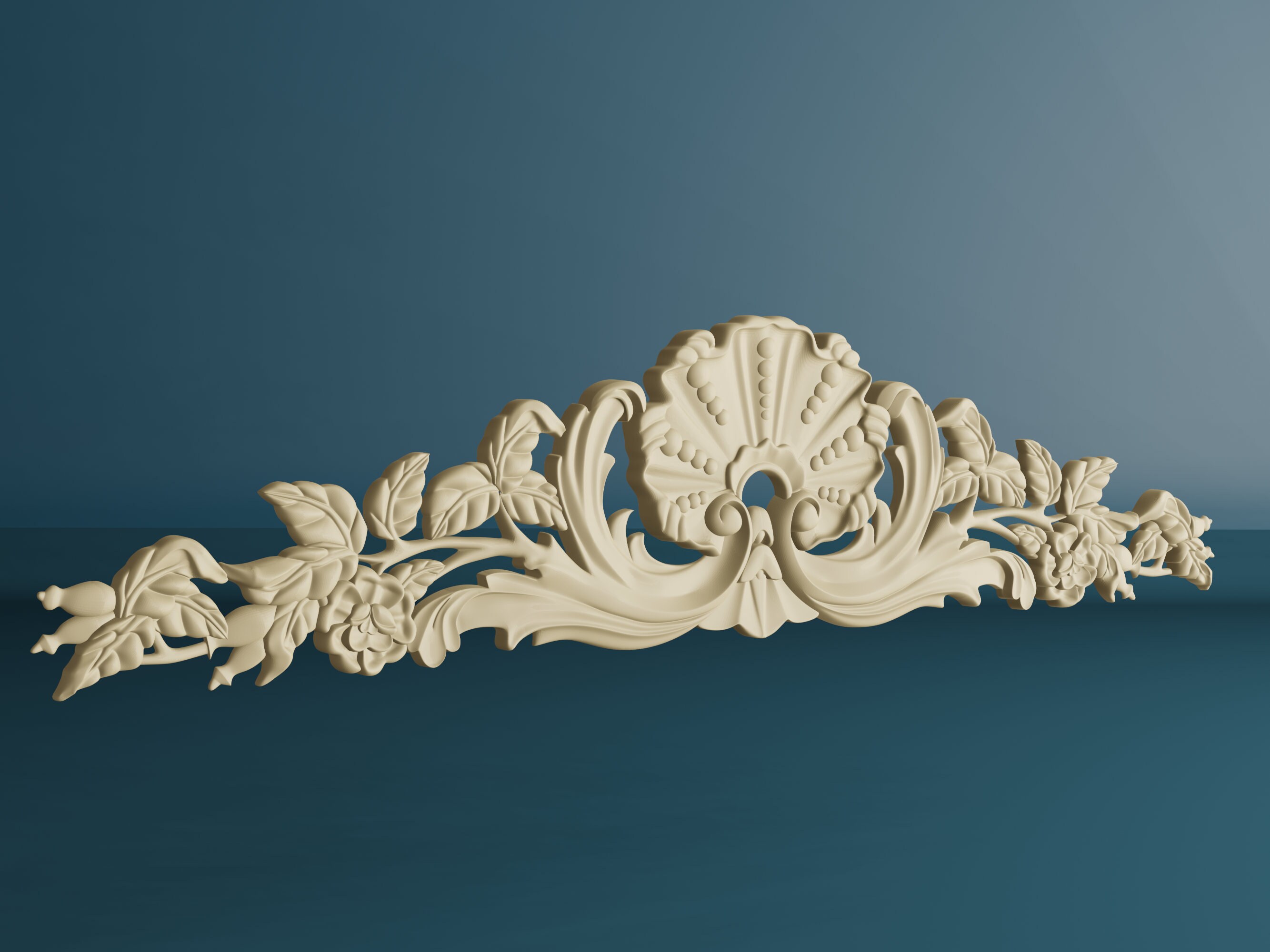 Shell With Flowing Acanthus Leaves Wood Carved Applique, Unpainted ...