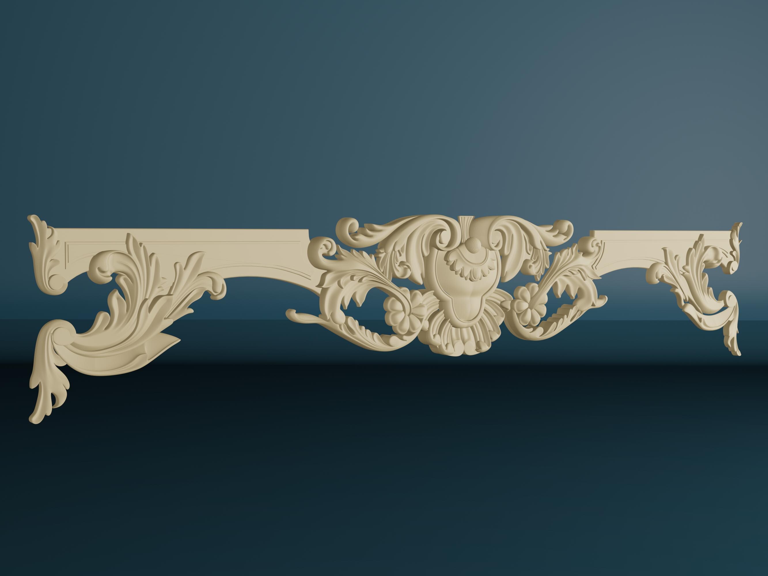 Baroque-style Wood Carved Applique, Unpainted Wooden Onlay, Fireplace ...