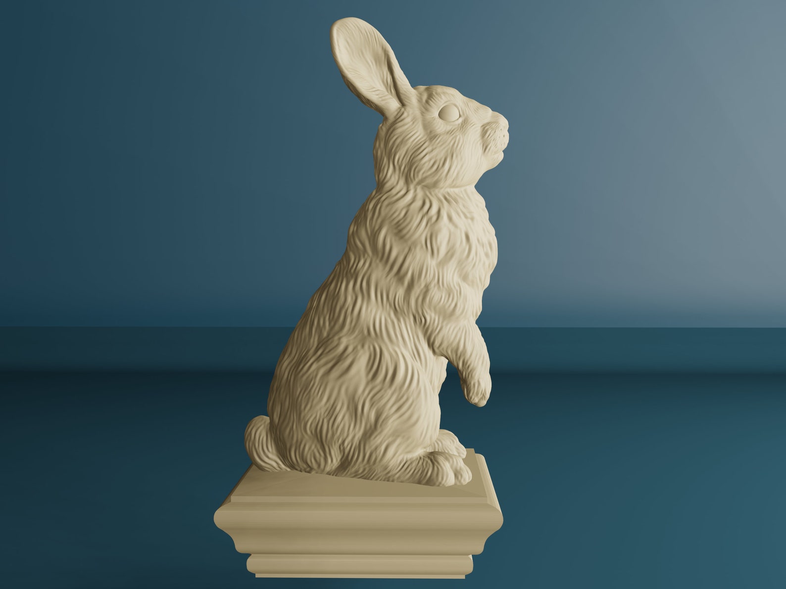 Rabbit Statue, Wooden Rabbit Newel Post Cap, Rabbit Finial for ...