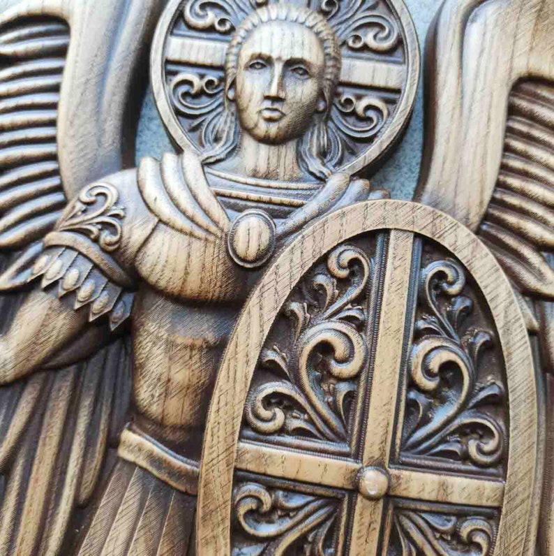 Saint Michael the Archangel Wood Carving, St Archangel Michael ...