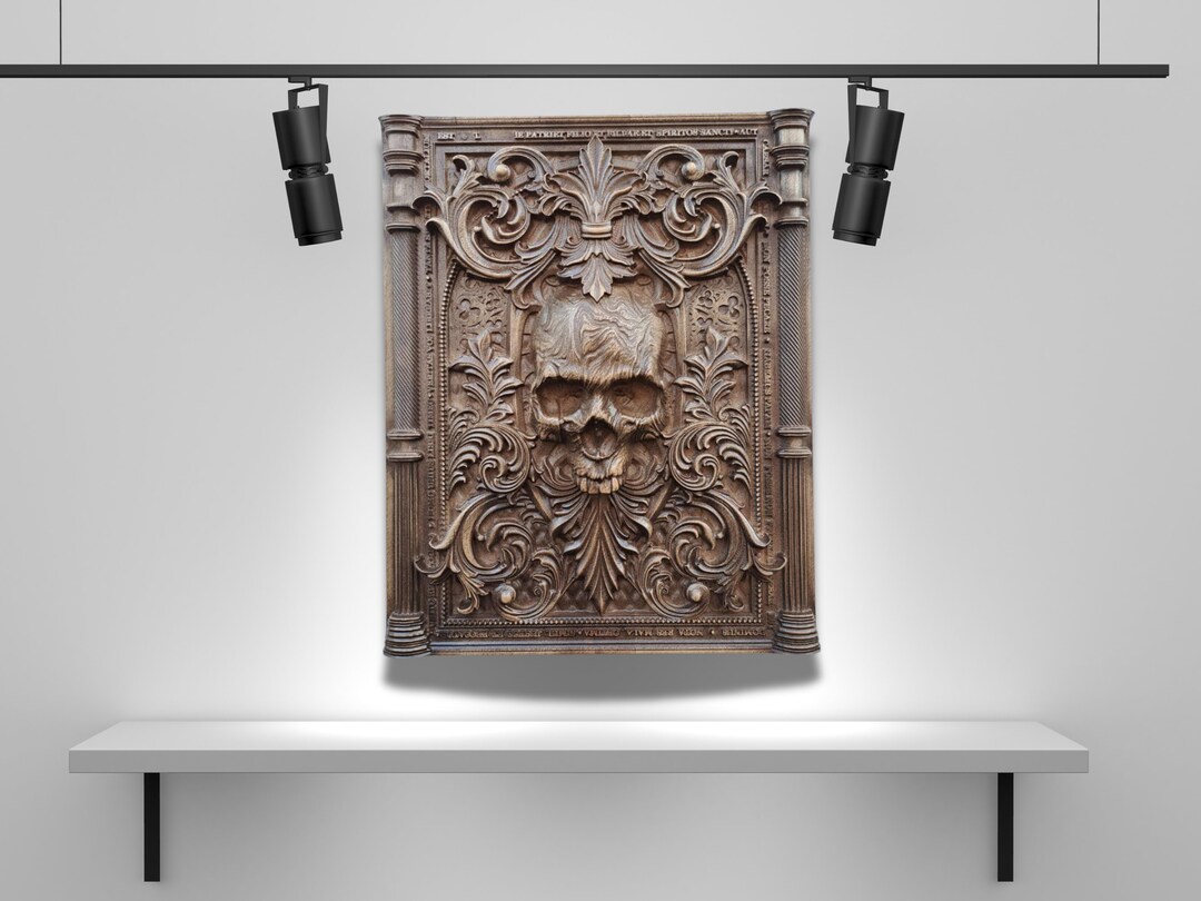 Skull Wall Décor, Wood Carved Skull Panel - Etsy