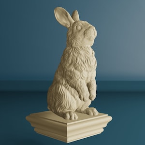 Rabbit Statue, Wooden Rabbit Newel Post Cap, Rabbit Finial for ...