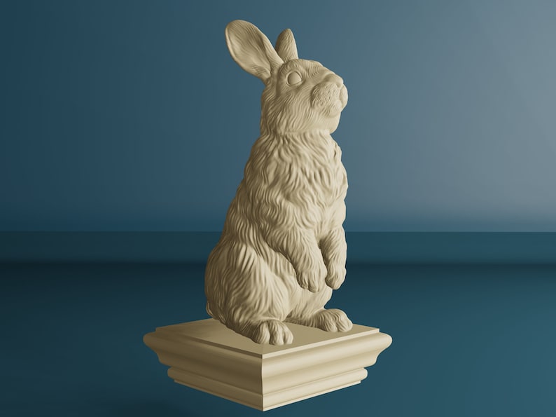 Rabbit Statue, Wooden Rabbit Newel Post Cap, Rabbit Finial for ...