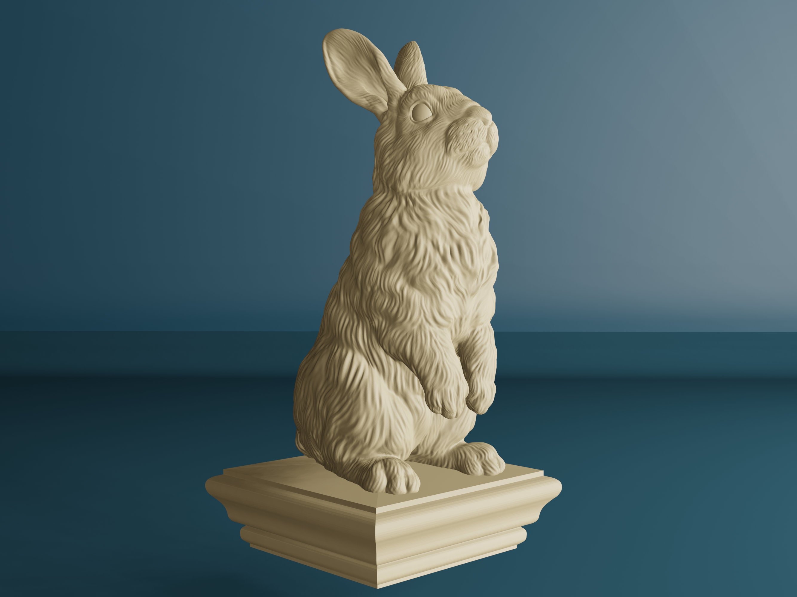 Rabbit Statue, Wooden Rabbit Newel Post Cap, Rabbit Finial for ...