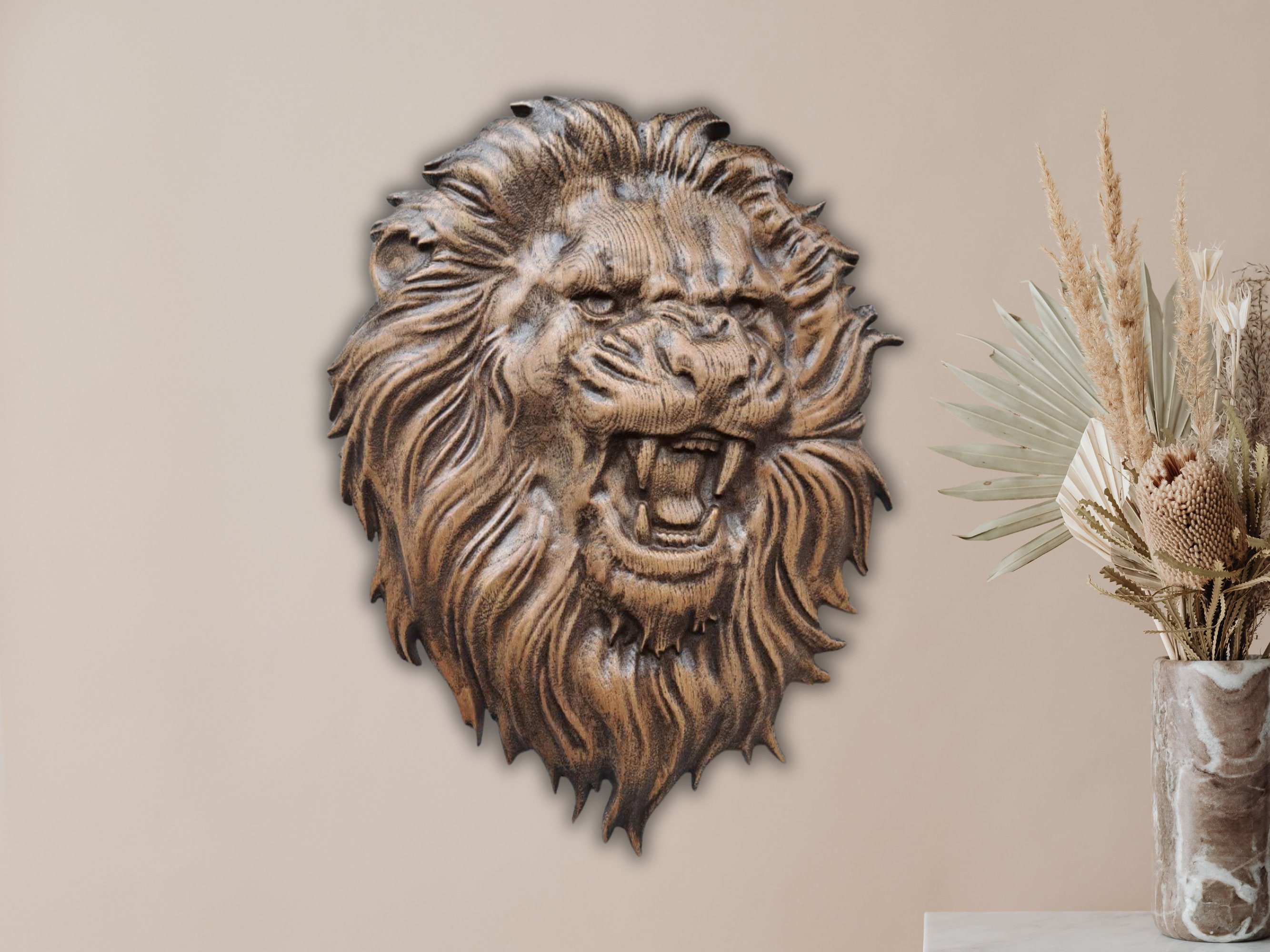 Wooden Lion Head Applique, Lion Head Carved Onlay, Carved Furniture ...