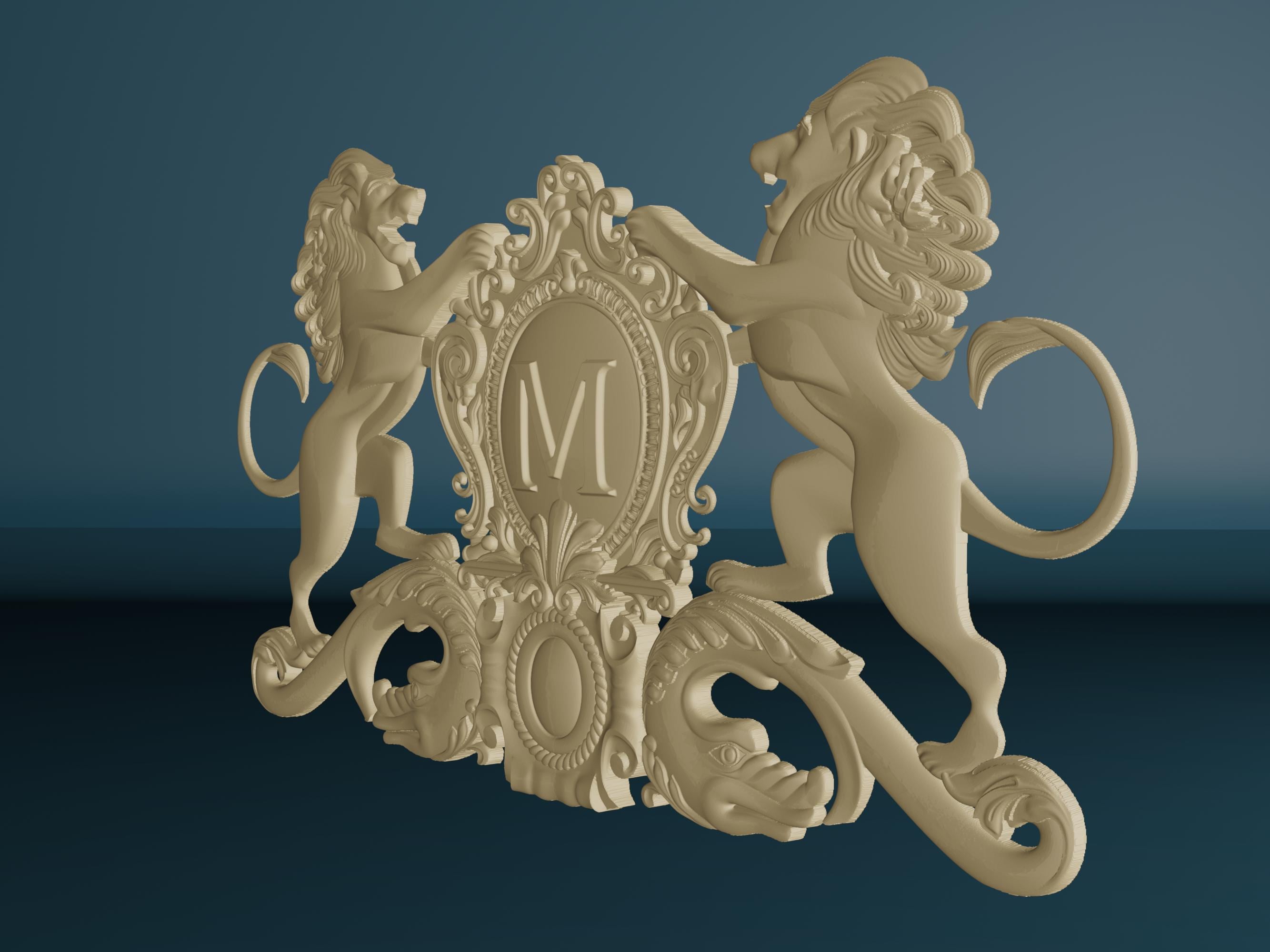 Personalized Coat of Arms Onlay With Lions, Wood Carved Lions Applique ...