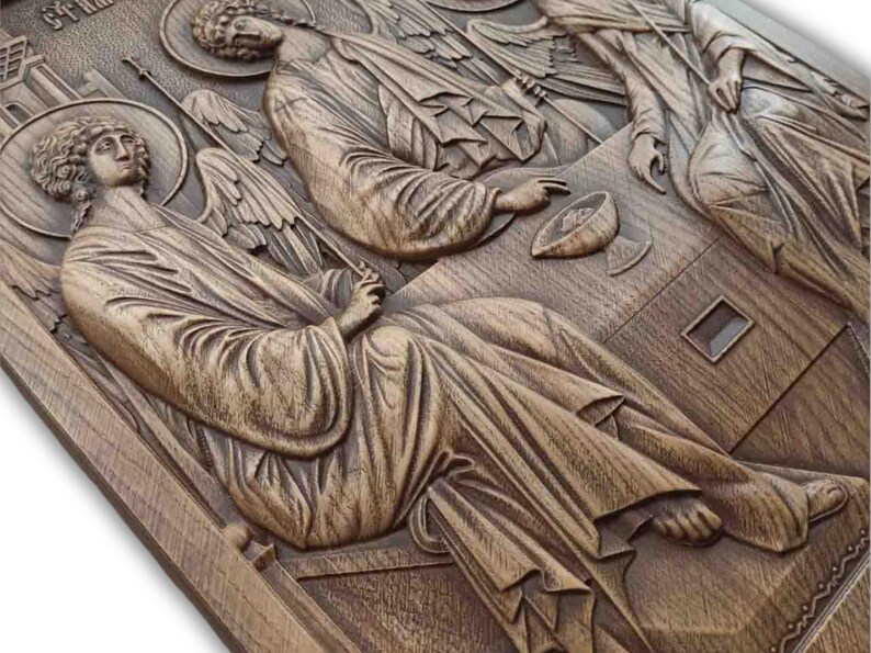 Holy Trinity Icon Wood Carving, Wooden Orthodox Icon of Holy Trinity - Etsy