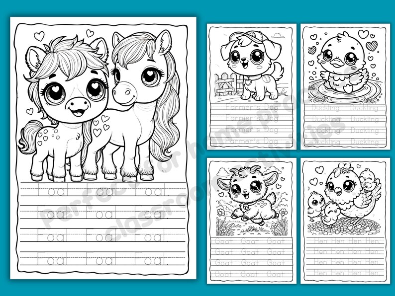 Kawaii Farm Animals Handwriting Worksheets, Learning Handwriting ...