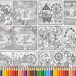 Amusement Park Coloring Pages: Carnival Fun (instant Download PDF) - Etsy