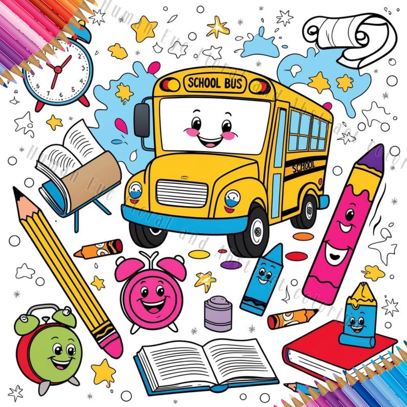 32 Kawaii Back to School Coloring Pages: Chibi Students (printable) - Etsy