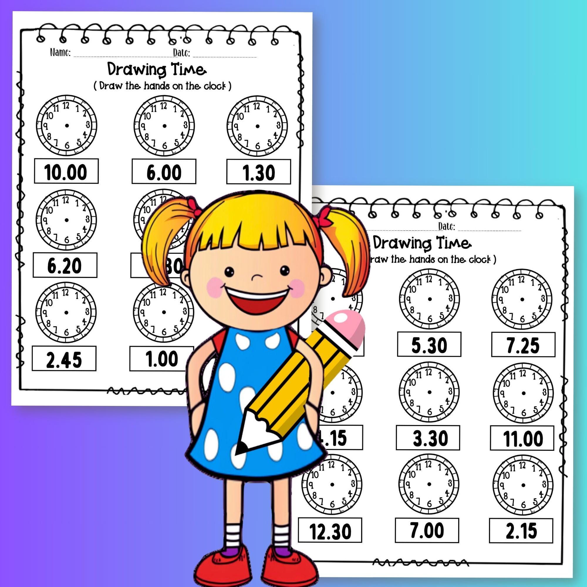 Telling Time Worksheets for Kids – Learn to Read Clocks, Practice Time ...