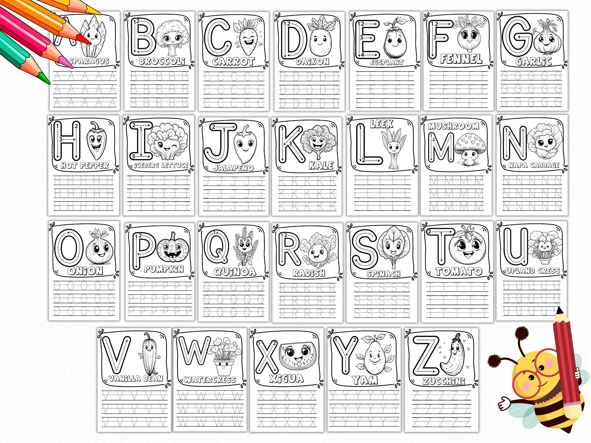 Alphabet Tracing Worksheets for Kids, Printable Letter Tracing Workbook ...