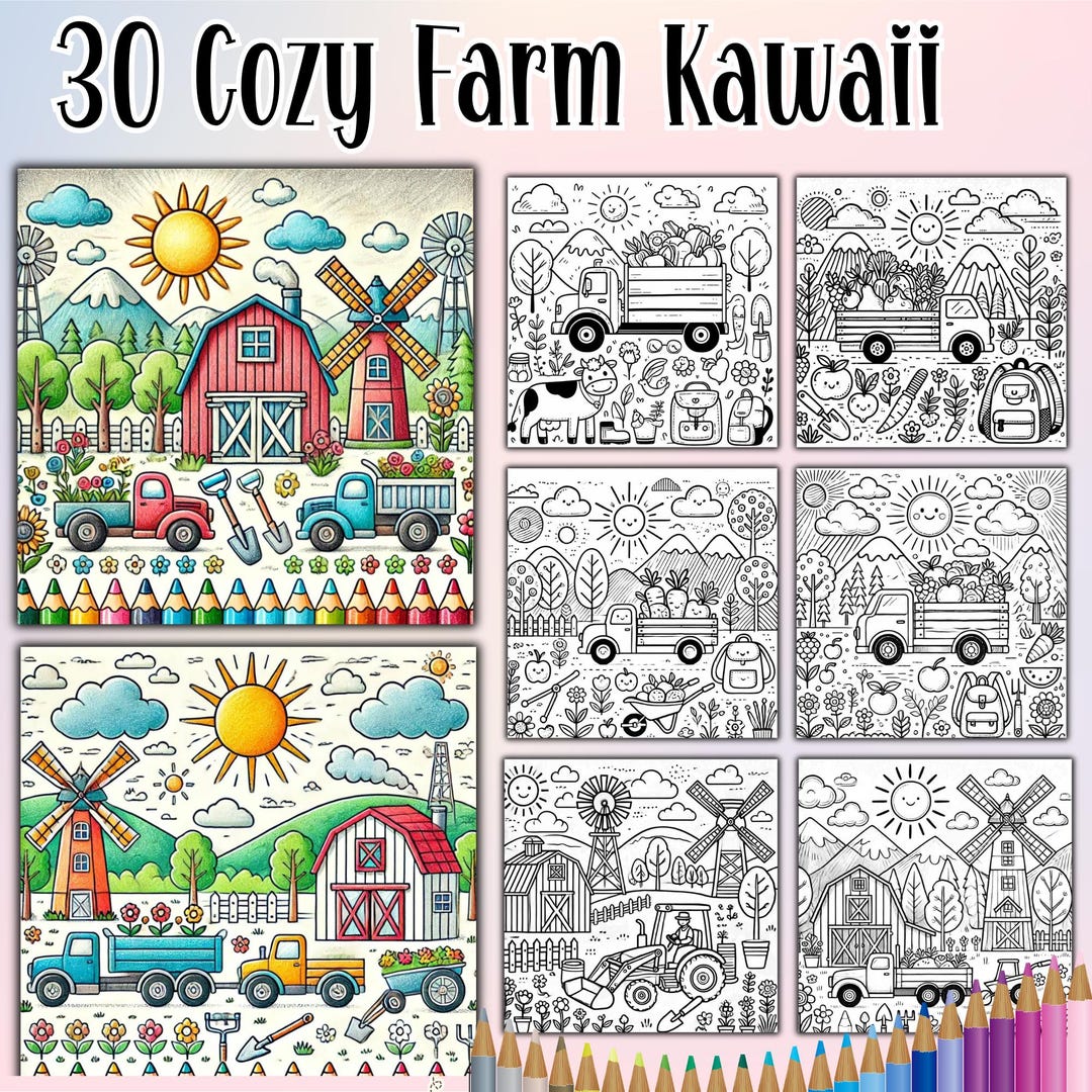 30 Cozy Farm Coloring Book ,cute Rustic Farmhouse Scenes ,relaxing ...
