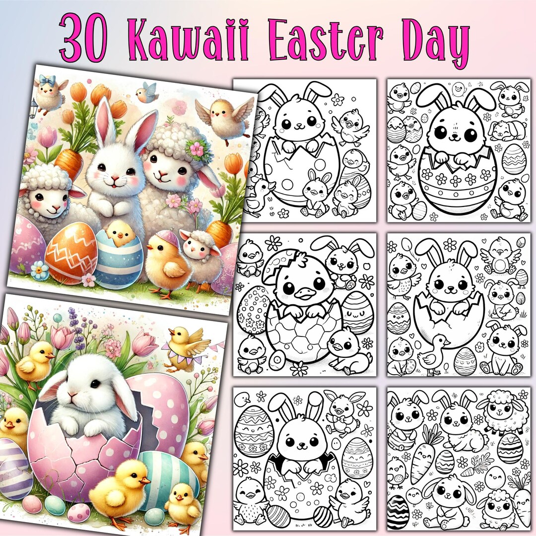 30 Easter Day Coloring Book for Kids & Adults, Fun Easter Egg Coloring ...