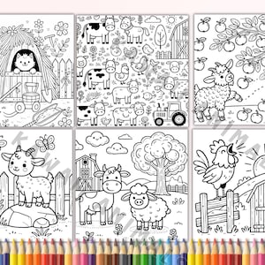 30 Kawaii Farm Animals Coloring Pages, Kids & Adults (PDF) - Etsy