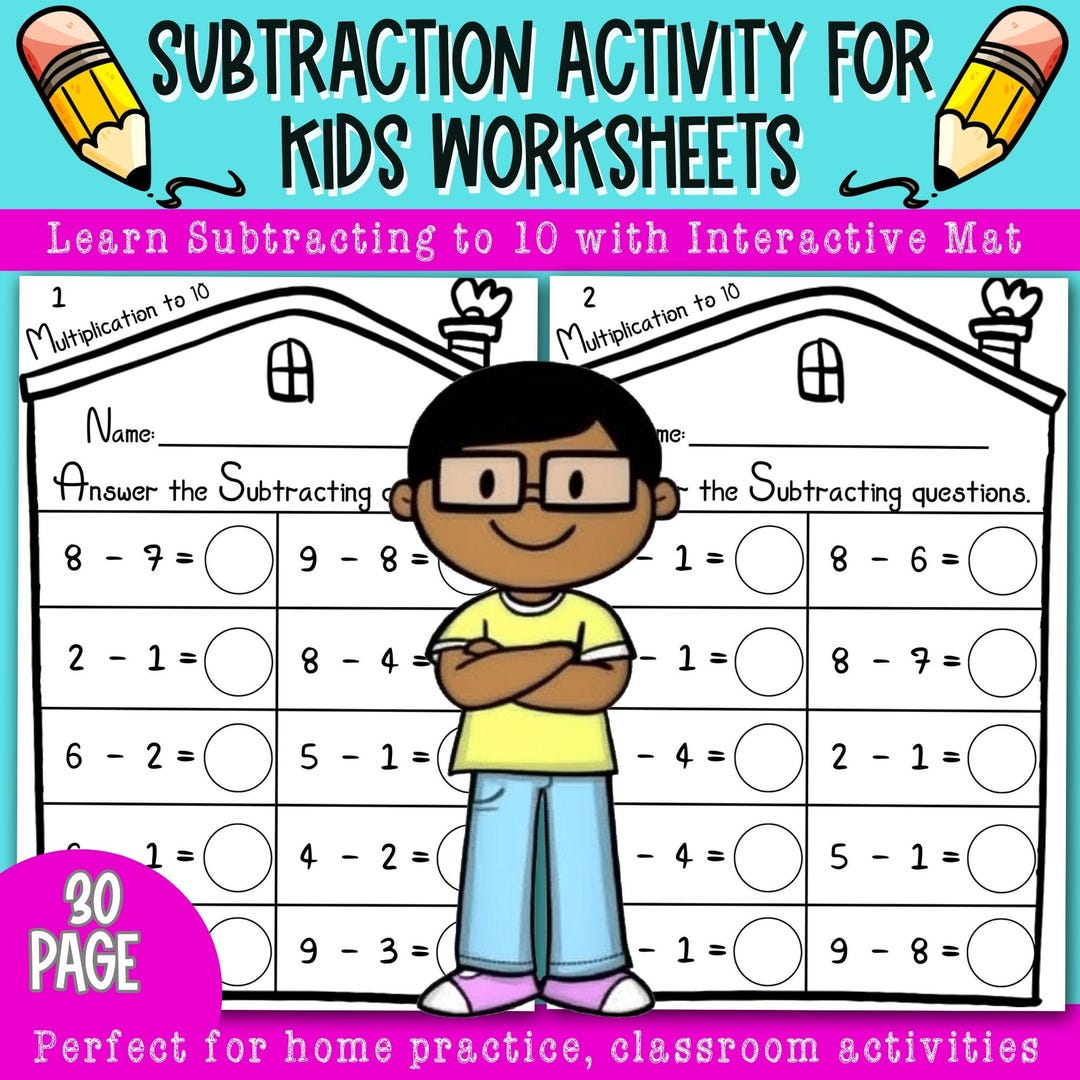 Subtraction Activity for Kids ,worksheets Learn Subtracting to 10 With ...