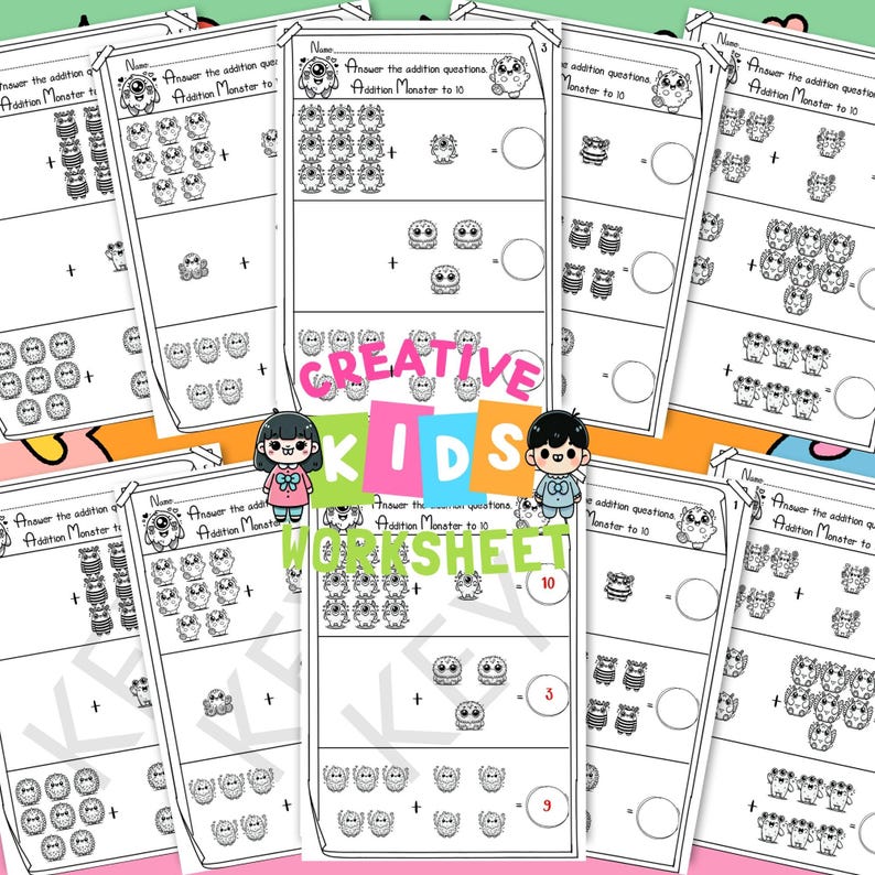 Addition Monsters Math Worksheets , Make Math Exciting for Little ...