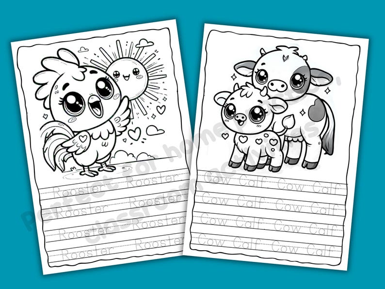 Kawaii Farm Animals Handwriting Worksheets, Learning Handwriting ...