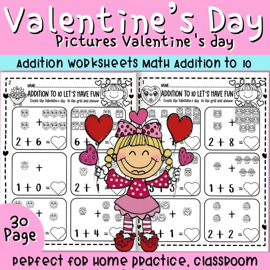 Valentine Day Pictures Valentine Day Addition Worksheets Math Addition ...