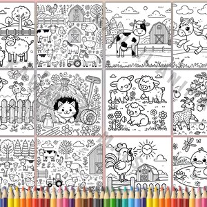30 Kawaii Farm Animals Coloring Pages, Kids & Adults (PDF) - Etsy