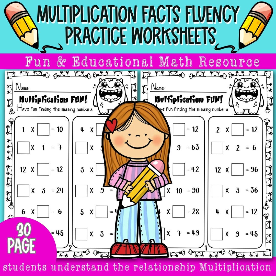 Multiplication Facts Fluency Practice Worksheets Fun Educational Math ...