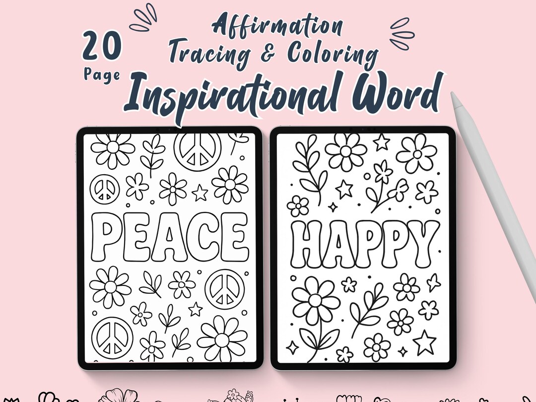20 Inspirational Word Coloring Page for Kids and Adults, Printable ...