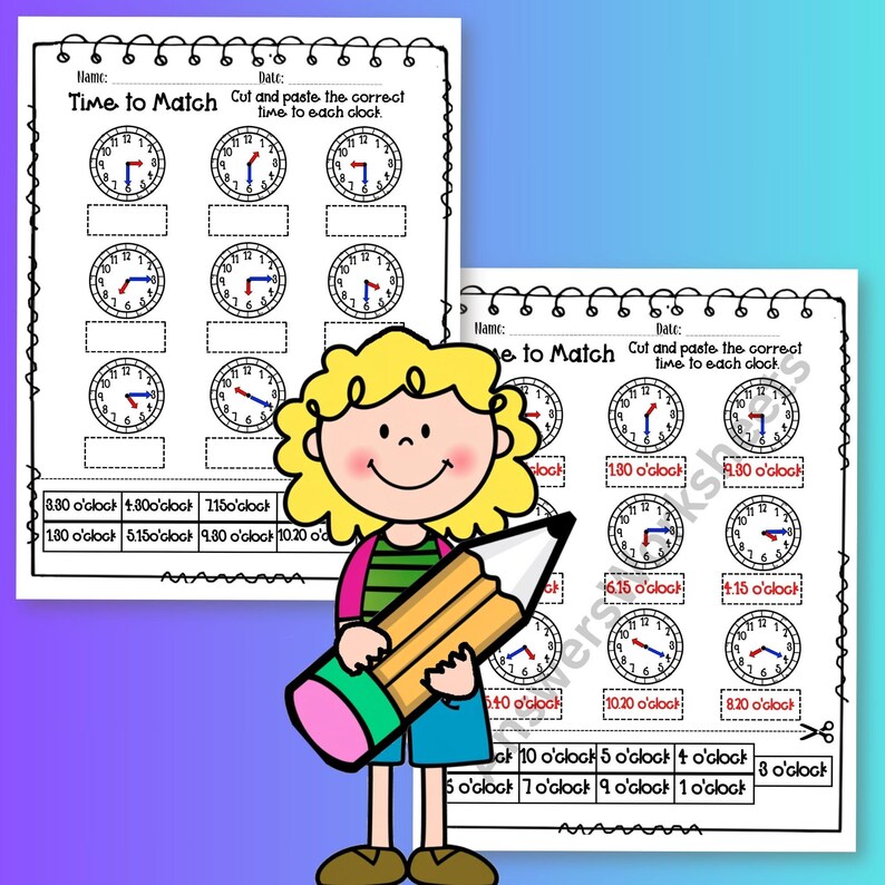 Telling Time Worksheets for Kids – Learn to Read Clocks, Practice Time ...