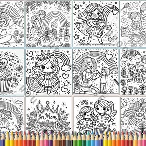 40 Kawaii Mother's Day Coloring Pages, Cute Mom and Baby Animals ...