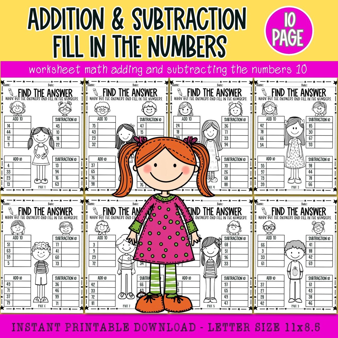Addition & Subtraction Fill in the Numbers, Worksheets Math Adding and ...