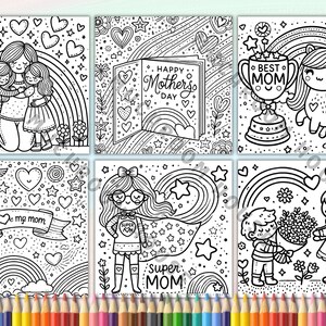 40 Kawaii Mother's Day Coloring Pages, Cute Mom and Baby Animals ...