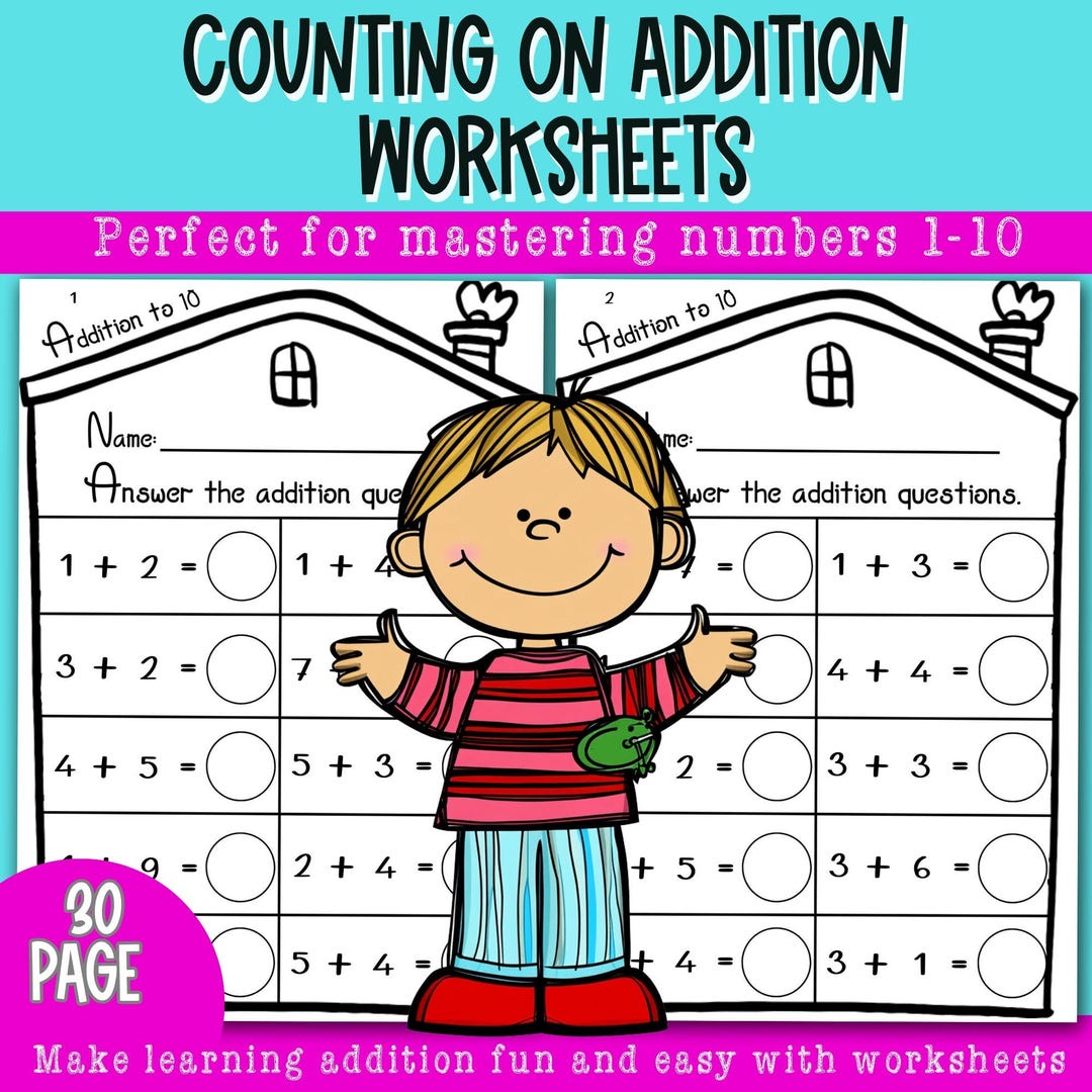 Counting on Addition Worksheets Perfect for Mastering Number 1- 10 , - Etsy