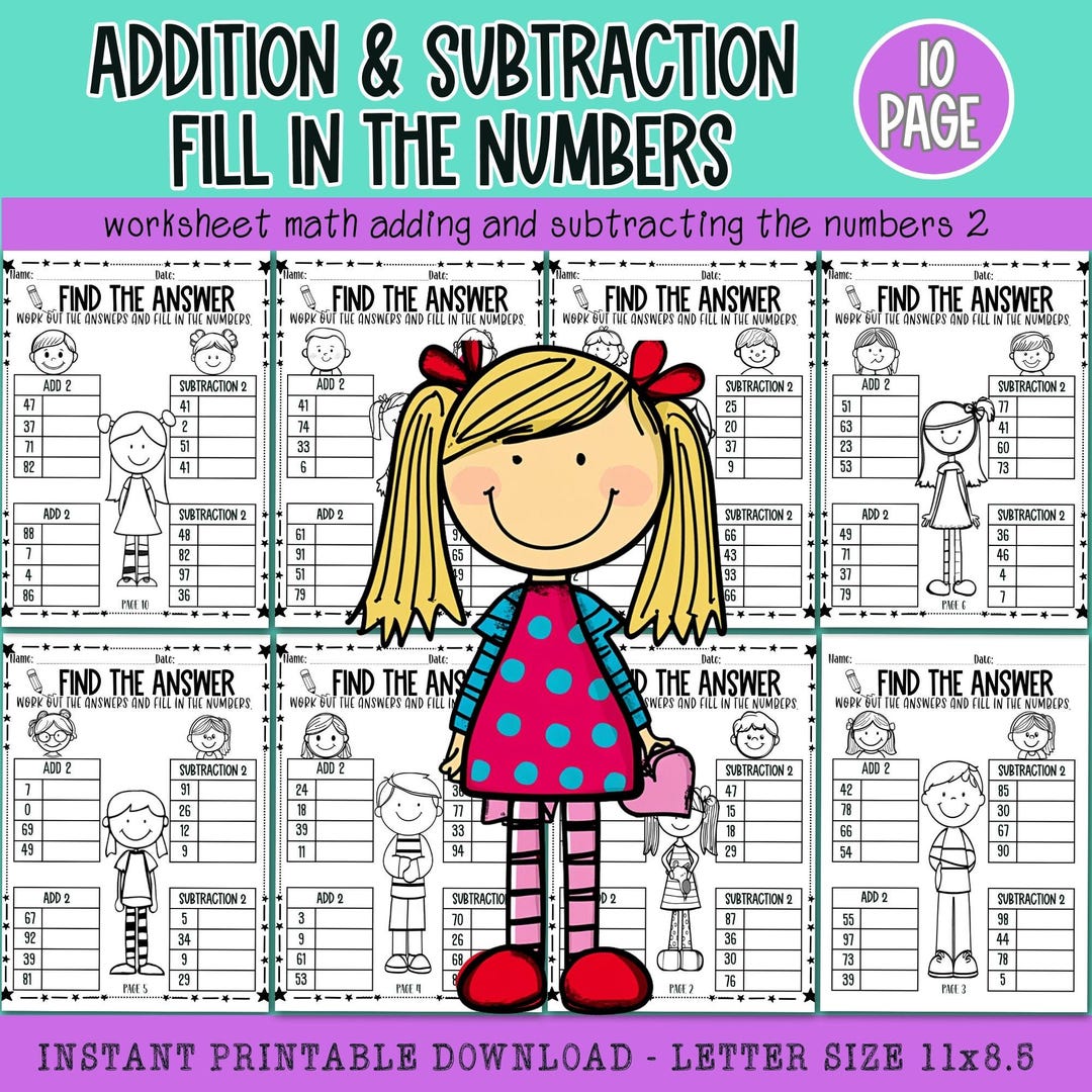 Addition & Subtraction Fill in the Numbers Worksheets. - Etsy UK