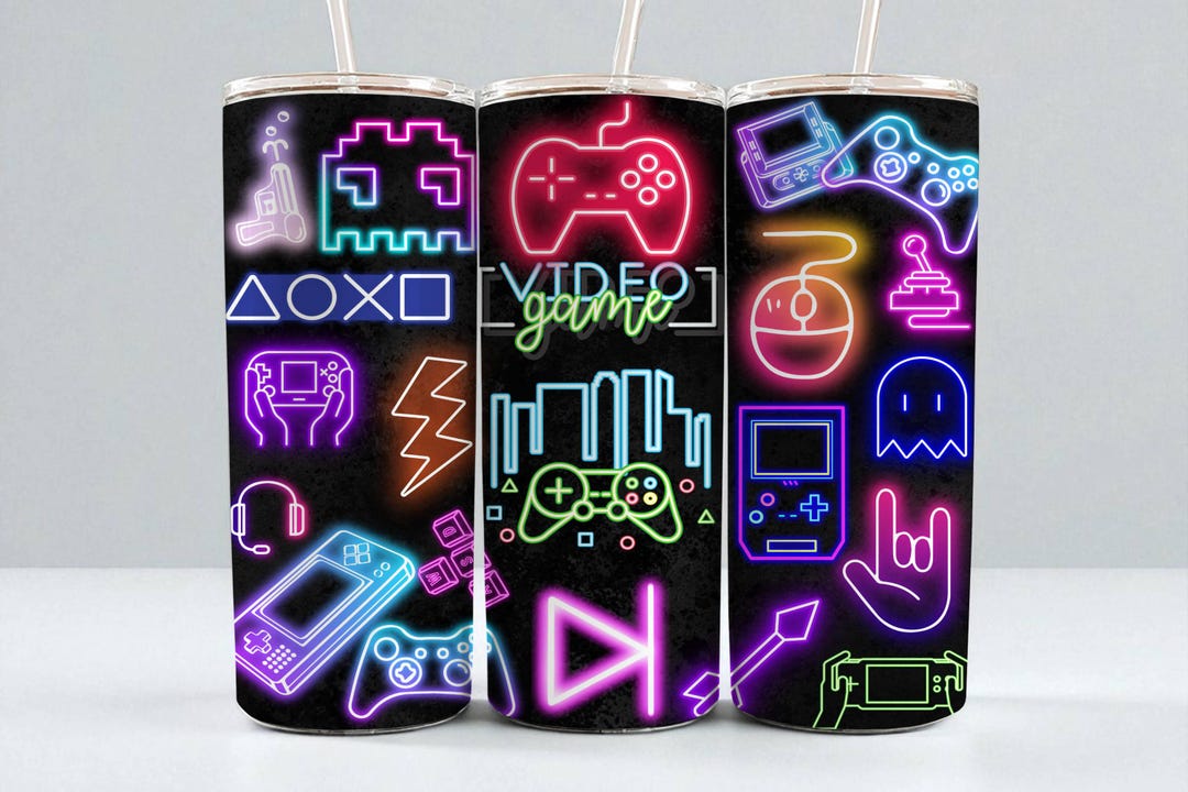 Neon Gamer 20oz Skinny Tumbler Wrap, Gamer Life, Tumbler Sublimation ...