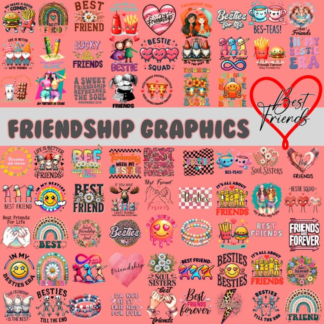 Friendship Png Bundle, Bet Friends Designs, Bestie Quotes, Friendship ...