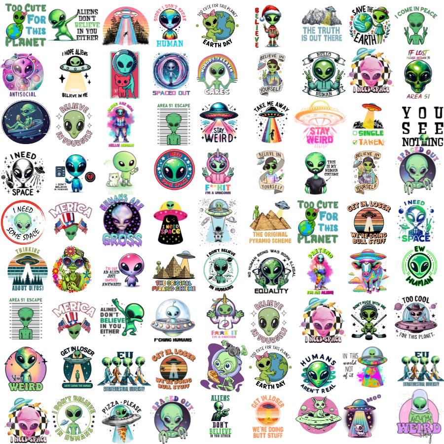 Funny Alien Png Bundle, Ufo Alien, Digital Bundle, Funny Graphics, Cute ...