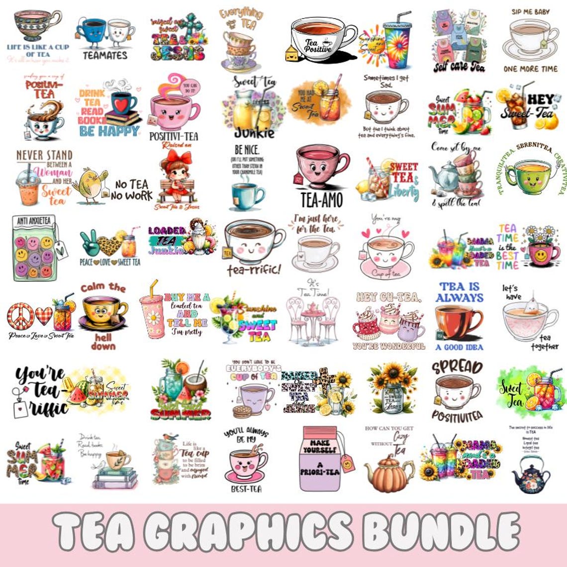 Tea Png Bundle, Funny Graphics, Tea File, Tea Cup, Tea Quotes, Tea ...