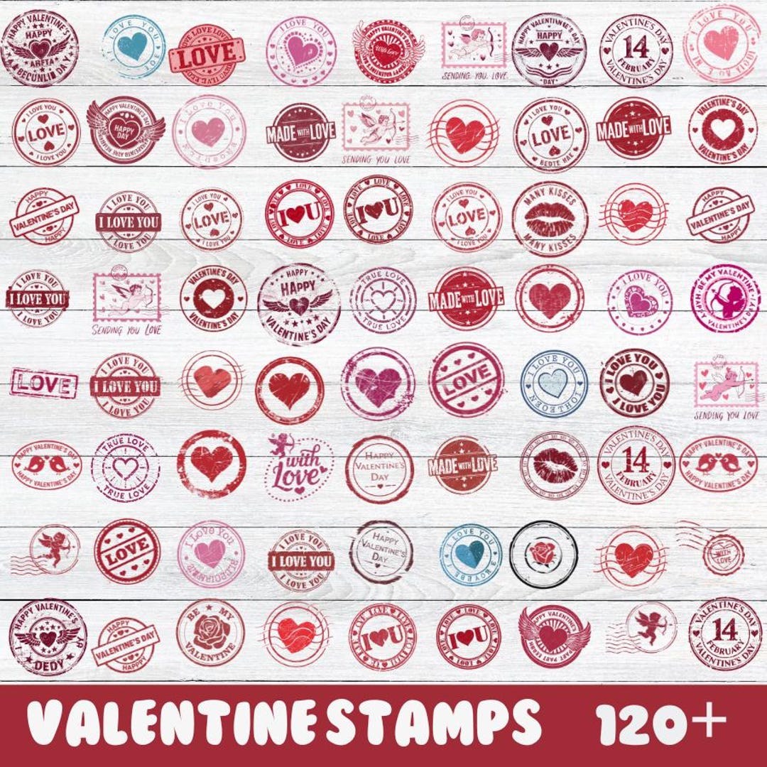 Valentine Stamps Cliparts, Digital File, Romatic Printable, Digital ...