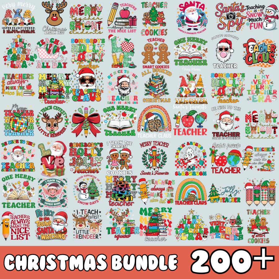 Retro Christmas Teacher Printable, Christmas Png, Teacher Graphics ...