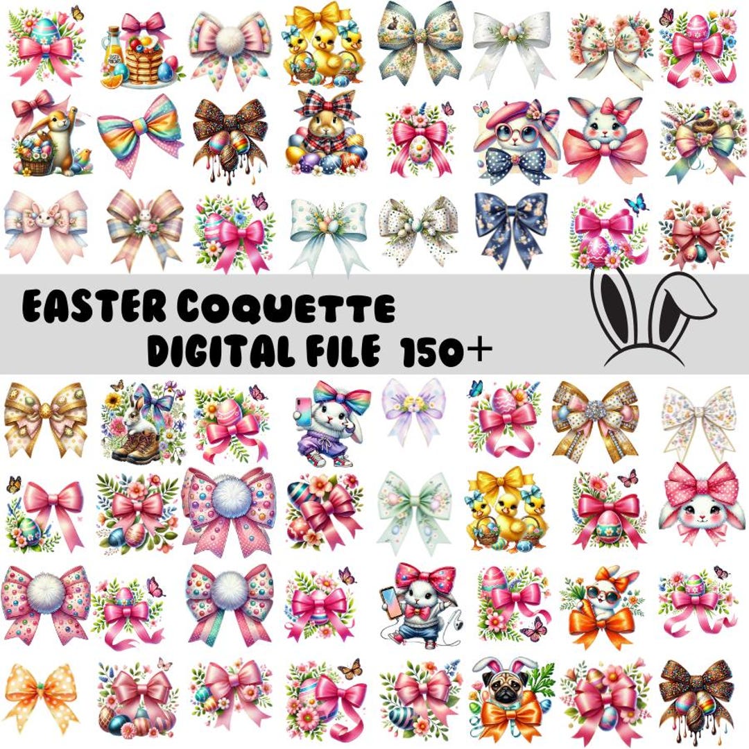 Easter Coquette Bow PNG Clipart Bundle (digital File) - Etsy