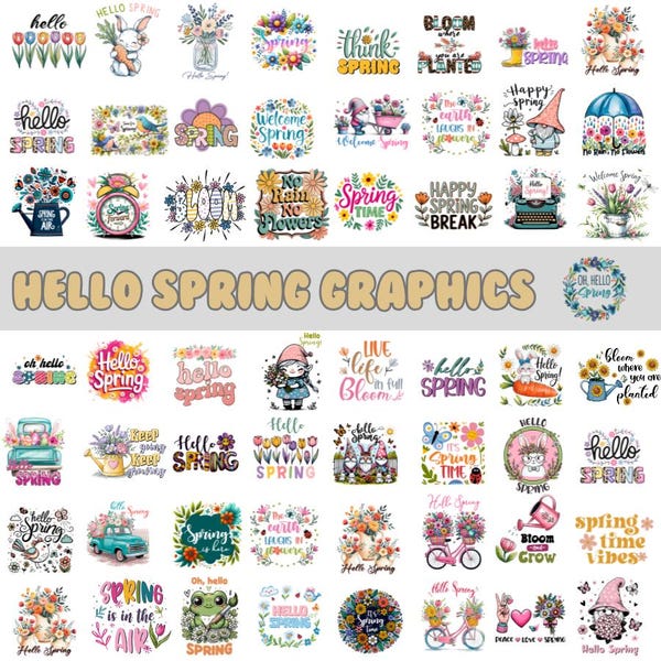 Hello Spring Clip Art - Etsy