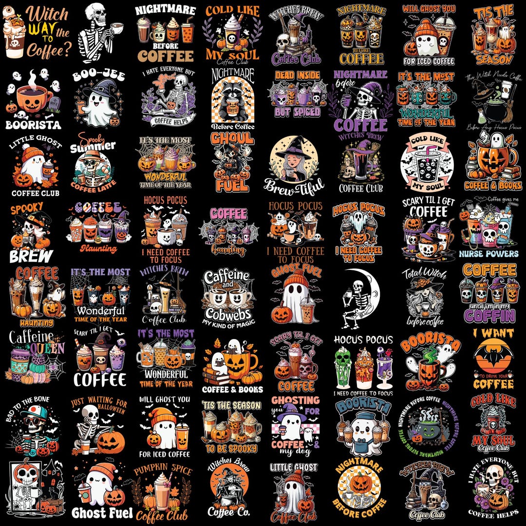 Halloween Coffee Bundle Png, Spooky Coffee, Halloween Vibes, Halloween ...