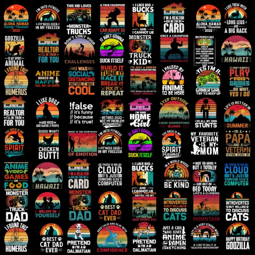 250+ Retro Tshirt Designs, Retro Png, Graphics Bundle, Retro Printable ...