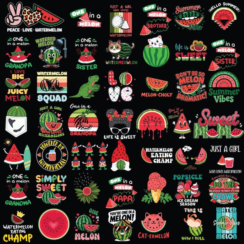 Watermelon Designs, Watermelon Png, Digital Bundle, Summer Fruits ...