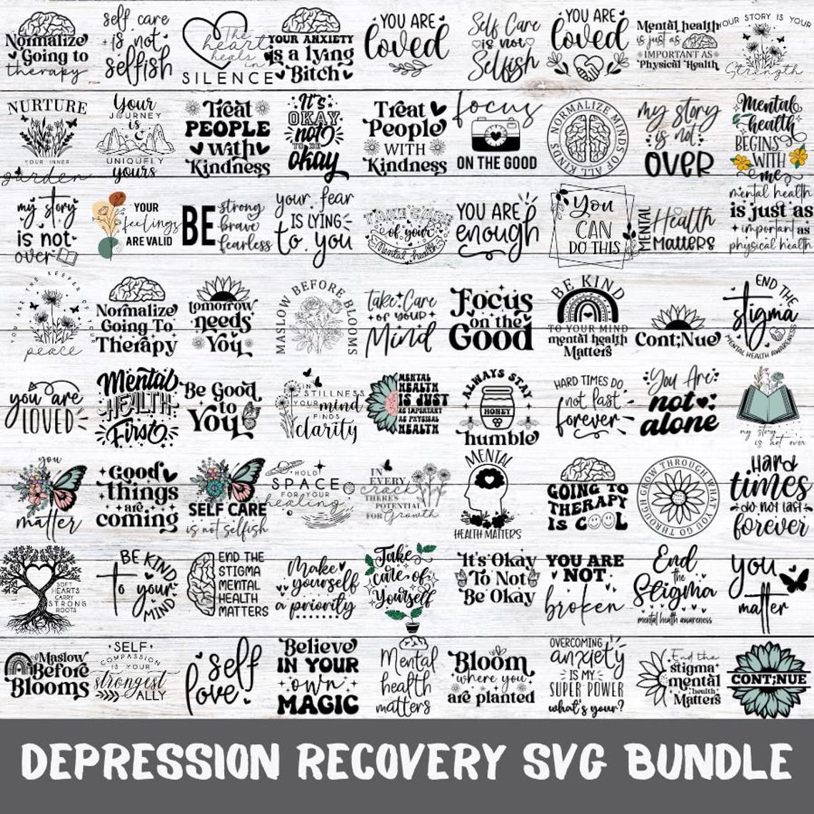 Depression Recovery Svg Bundle, Wellness Recovery, Mental Health ...