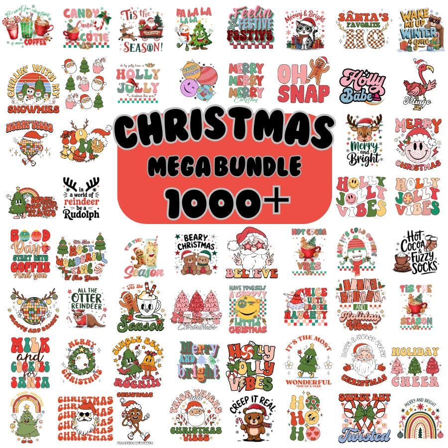 1000+ Christmas Png Bundle, Big Bundle, Santa Claus Png, Retro ...