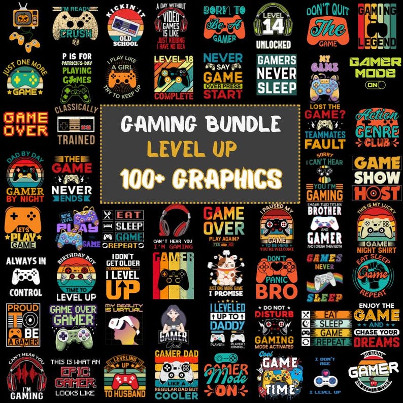 Retro Gaming Png Bundle, Gamer Graphics, Gaming Addicted, Video Game ...
