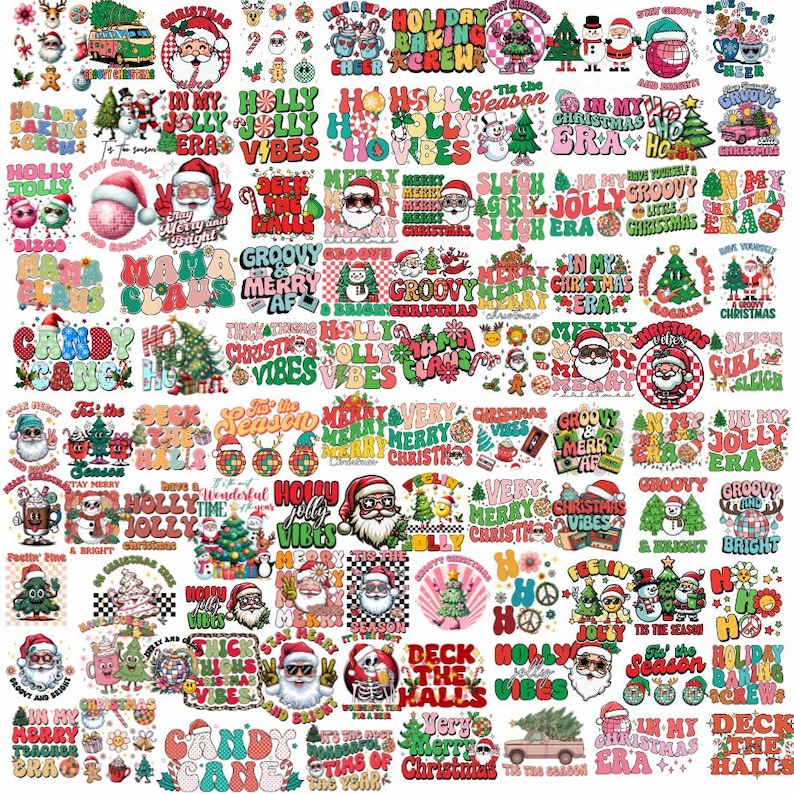 200+ Groovy Christmas Png Bundle, Retro Christmas, Groovy Printable ...