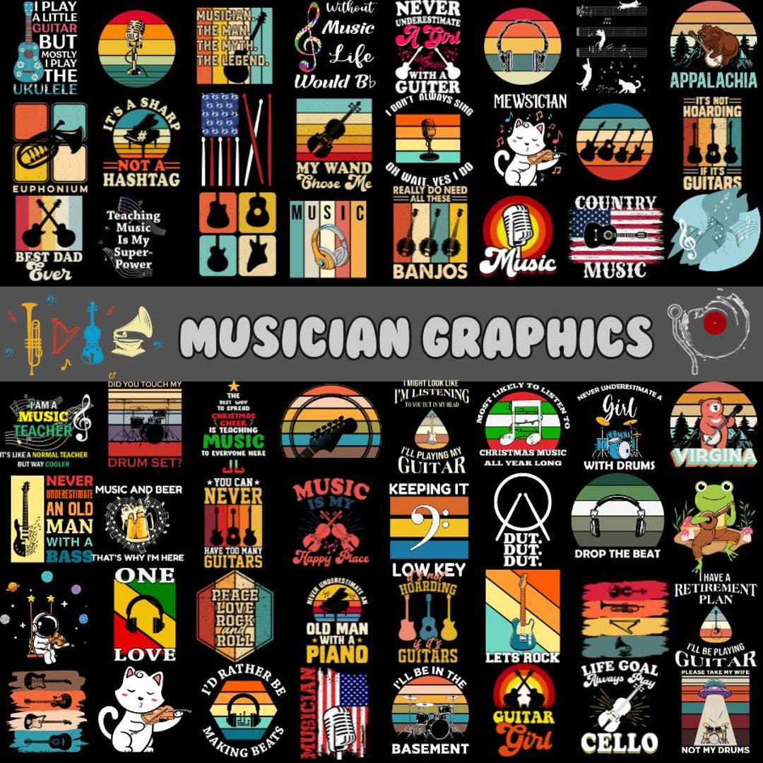 Musician Digital Graphics, Png Bundle, Music Lover, Music Qutoes ...