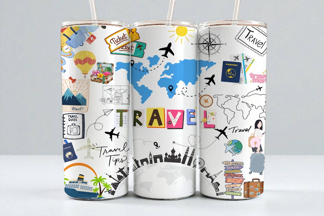 Vacation Vibe Tumbler Wrap, Travel 20oz Skinny Tumbler, Wanderlust Png ...